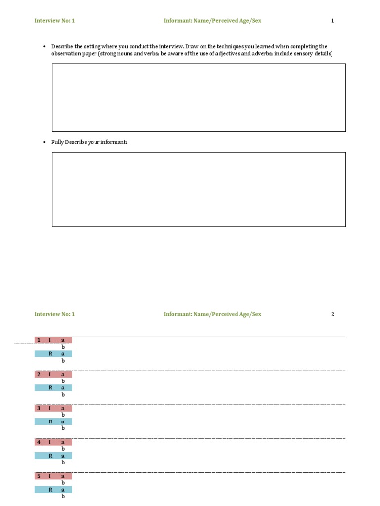 Field Interview Transcription Template | PDF | Morphology | Linguistics
