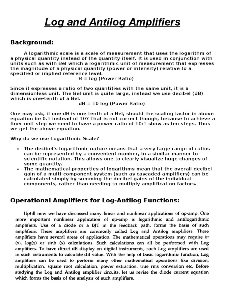 Log and Antilog Amplifiers: Background | Download Free PDF | Decibel ...