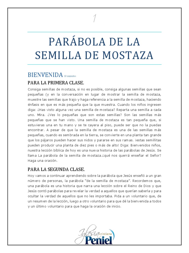 Lección 3 - La Parábola de La Semilla de Mostaza | PDF | Oración ...