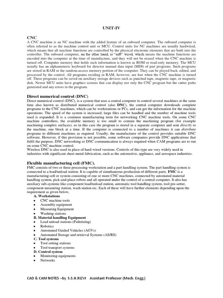 Unit-Iv CNC: Direct Numerical Control (DNC) | Download Free PDF ...