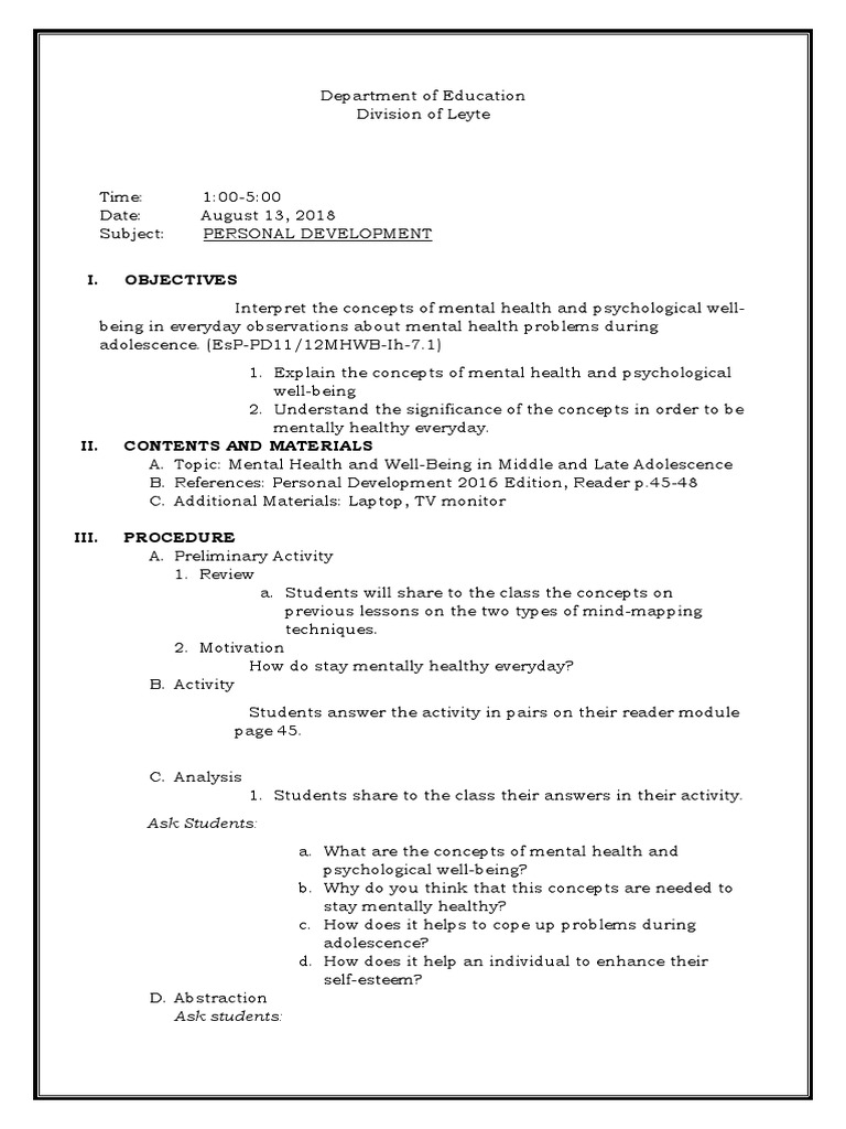 Leyte Department of Education Personal Development Document | PDF ...