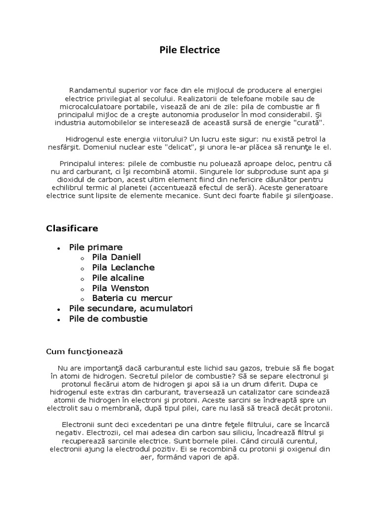 Pile Electrice | PDF