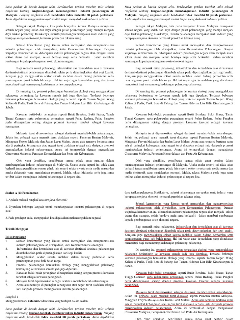 Baca Petikan Di Bawah Dengan Teliti | PDF