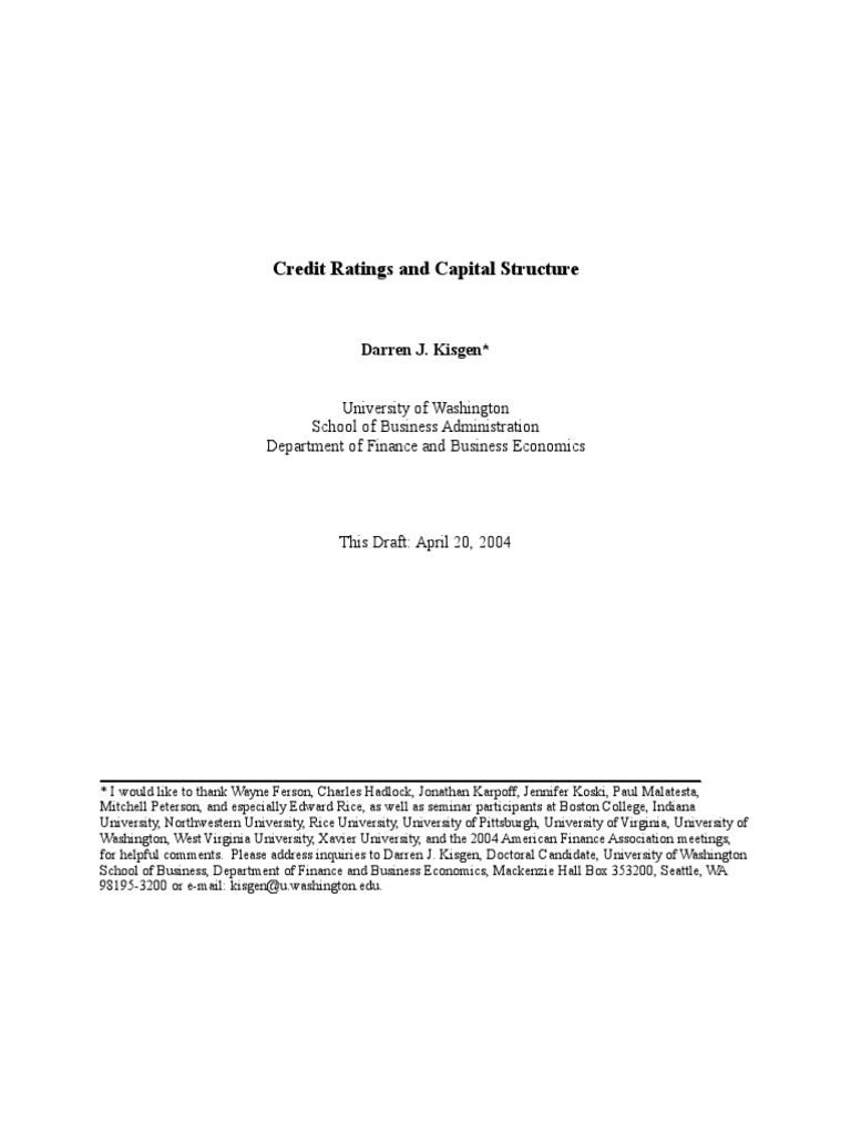 Credit Rating Paper | PDF | Capital Structure | High Yield Debt