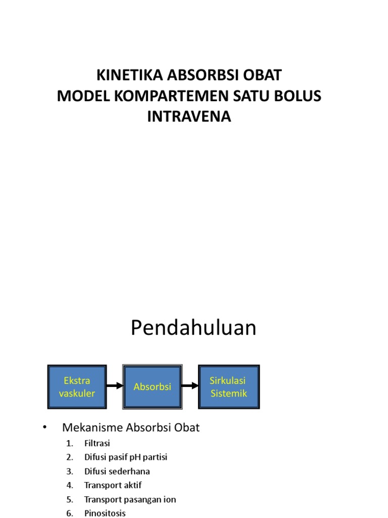 Kinetika Absorbsi Obat Model Satu Kompartemen Bolus IV | PDF