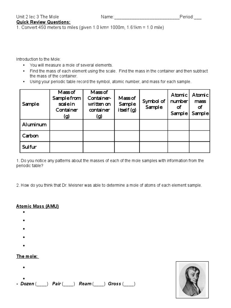 Chemistry: Understanding the Mole | PDF
