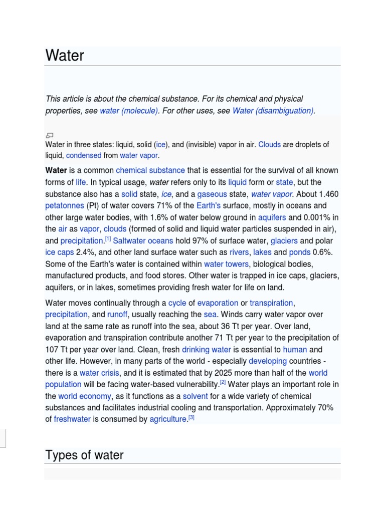 Types of Water | PDF | Properties Of Water | Water Cycle