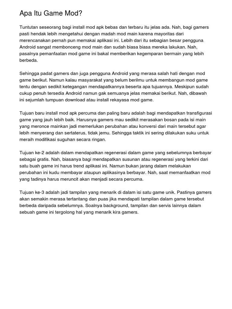 Apa Itu Game Mod? | PDF