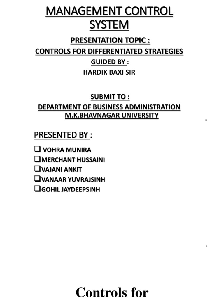 Management Control System | PDF | Competitive Advantage | Strategic ...