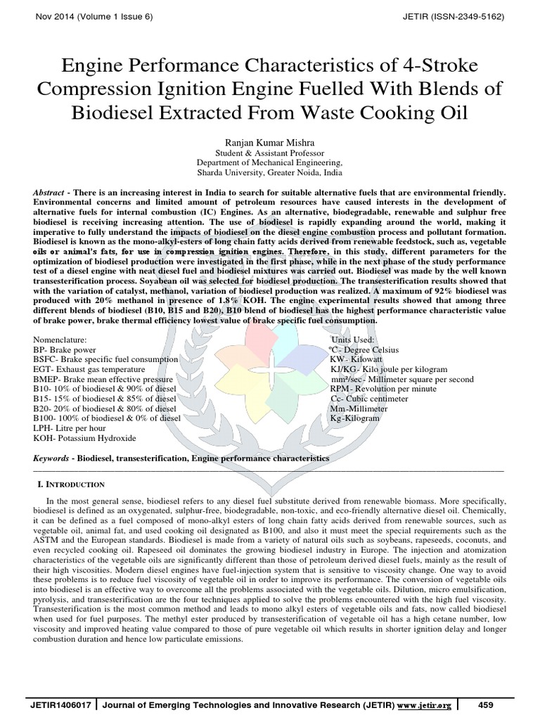 Engine Characteristics | PDF | Biodiesel | Diesel Engine
