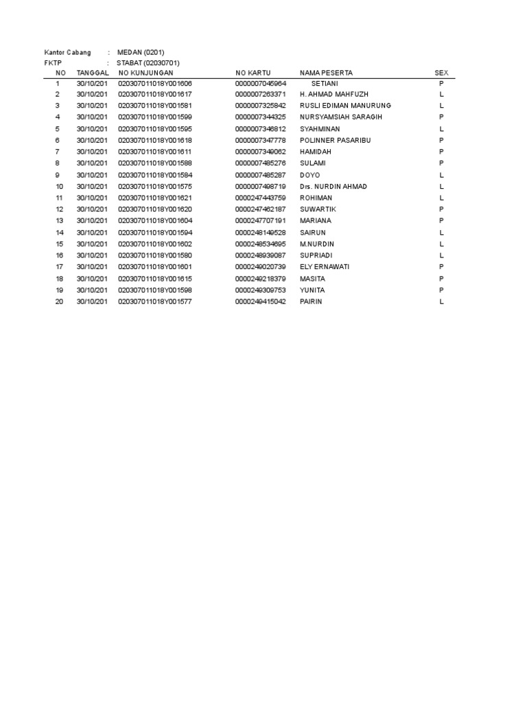Data Kunjungan Sakit | PDF