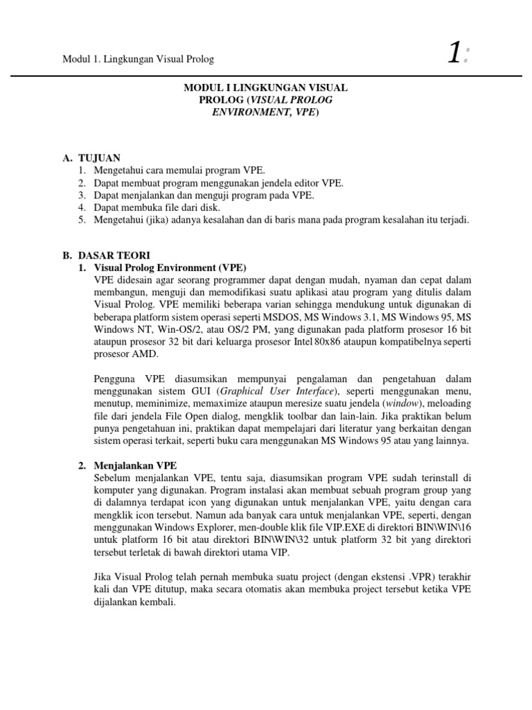 Modul I Lingkungan Visual Prolog Visual | PDF