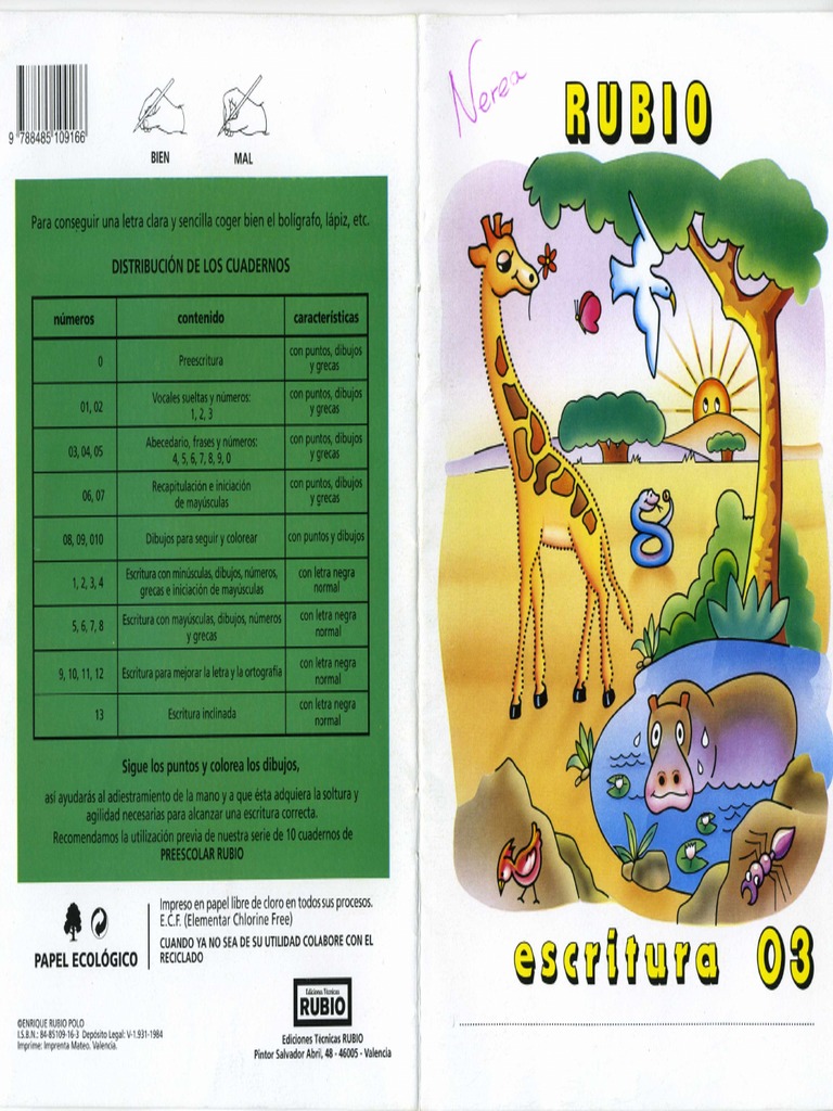 Caligrafía Rubio Escritura 03 (Educación Infantil) PDF | PDF | Estudios ...