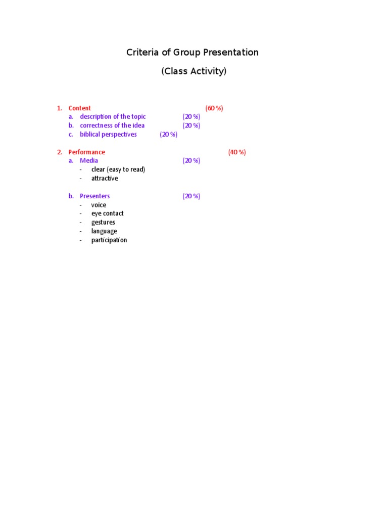 Group Presentation Evaluation Criteria | PDF