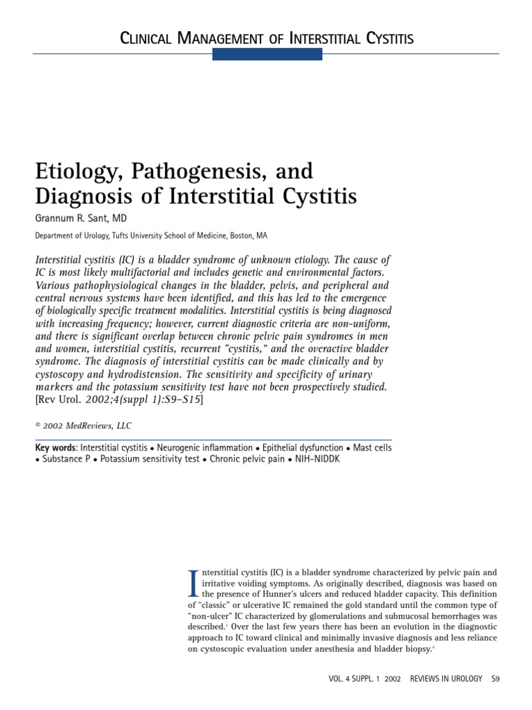 Etiology, Pathogenesis, and Diagnosis of Interstitial Cystitis | PDF ...