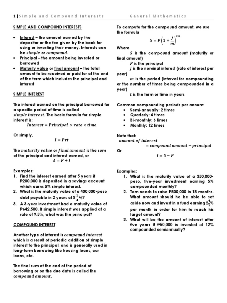Calculating Simple and Compound Interest: Formulas, Examples, and ...