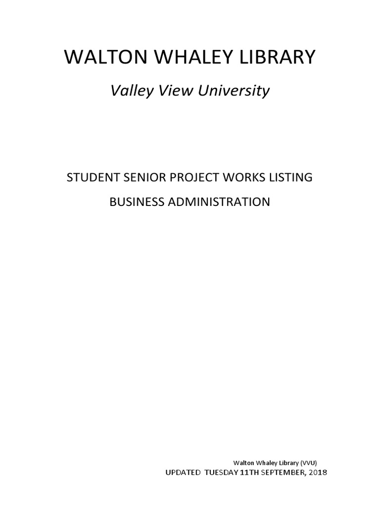 Walton Whaley Library: Valley View University | PDF