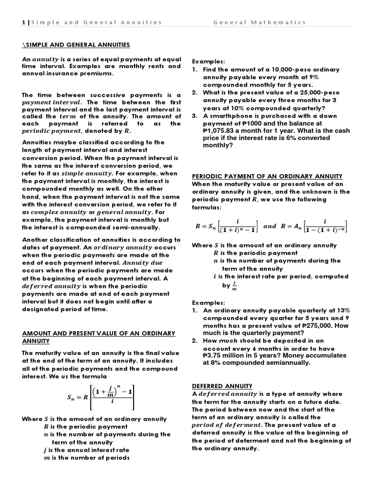 GENMATH - Simple and General Annuities | PDF | Present Value | Interest