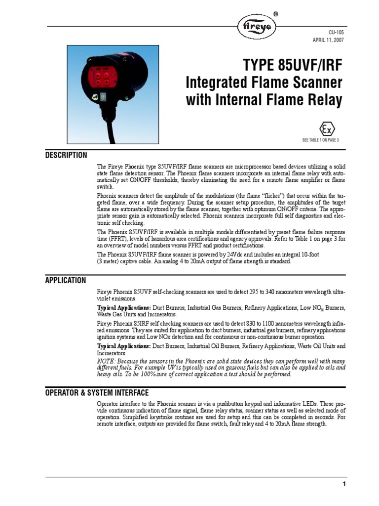 8.1 Flame Scanner Manual - Fireye | PDF | Relay | Electrical Wiring