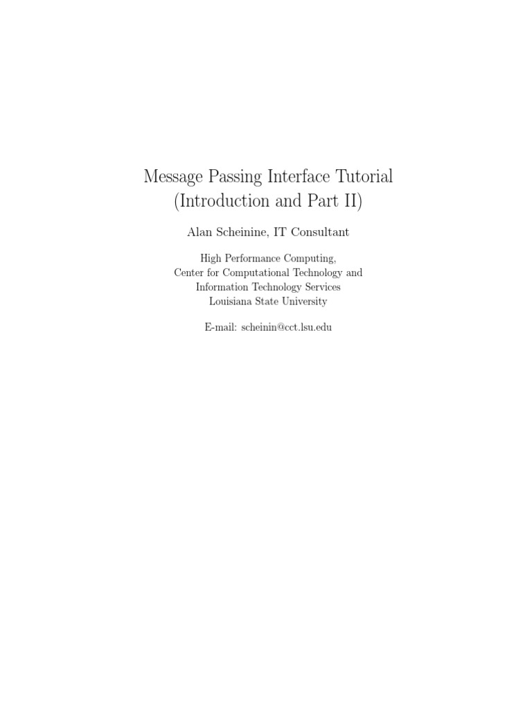 02 Message Passing Interface Tutorial Pdf Message Passing Interface Subroutine