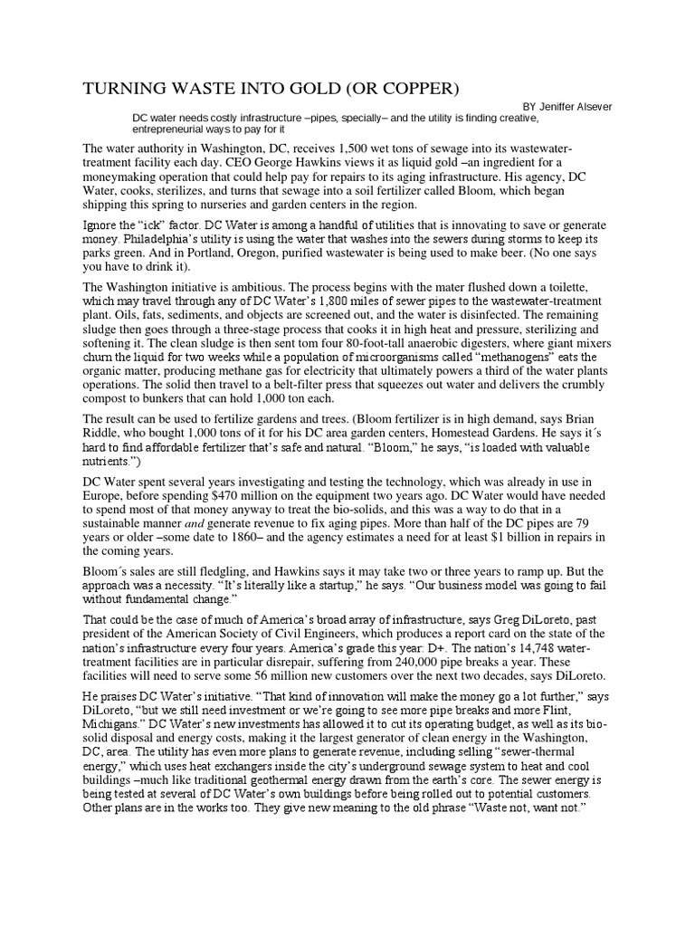 14 Turning Waste Into Gold | PDF | Sewage Treatment | Environmental ...