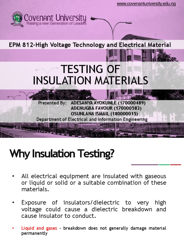 Testing of Insulation Materials: EPM 812-High Voltage Technology and ...