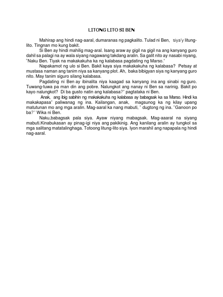 Litong Lito Si Ben | PDF