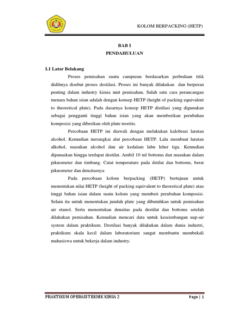 Laporan Resmi HETP | PDF