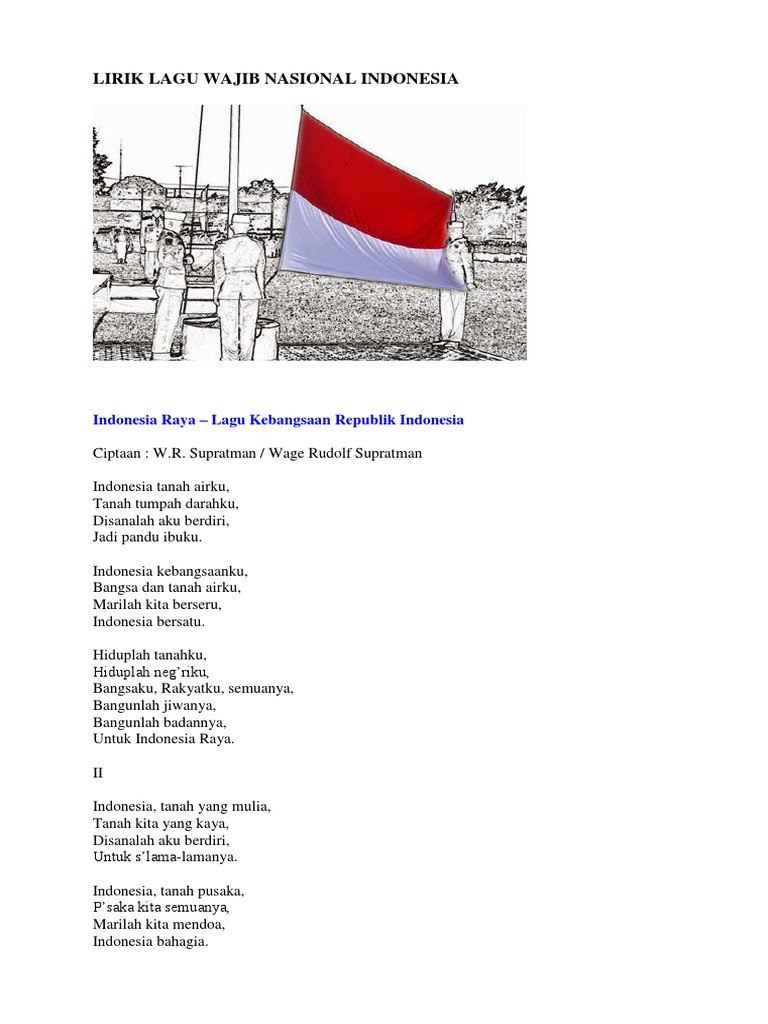 Lirik Lagu Wajib Nasional Indonesia | PDF