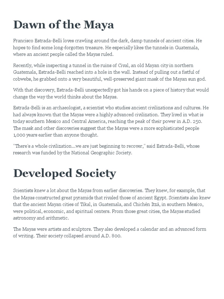 Dawn of The Maya Article | PDF | Maya Civilization | Mesoamerica