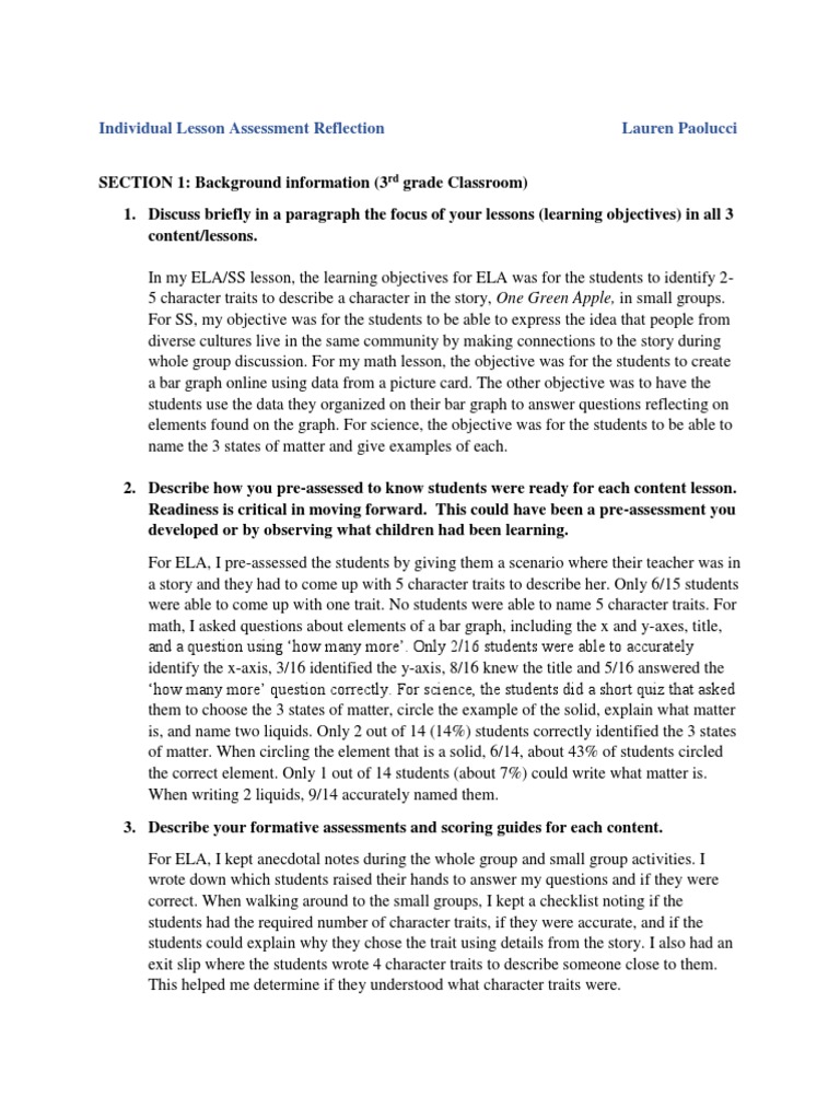 3rd Grade Lesson Assessment Insights | PDF | Fluency | Reading ...