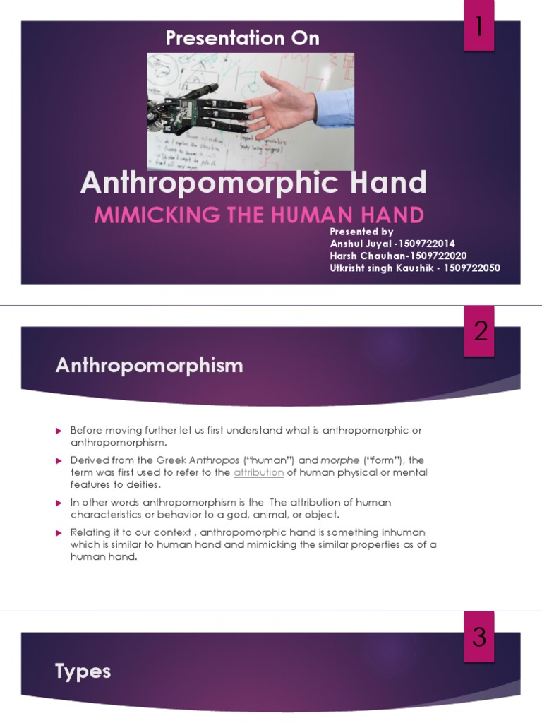 Anthropomorphic Hand Presentation | PDF | Prosthesis | Anthropomorphism