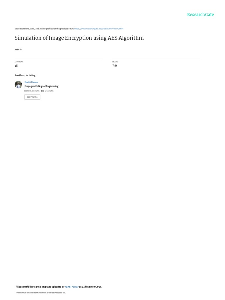 Simulation Of Image Encryption Using Aes Algorithm Pdf Cryptography 9644