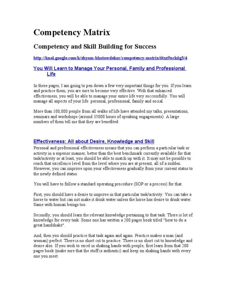 Competency Matrix | Download Free PDF | Competence (Human Resources ...