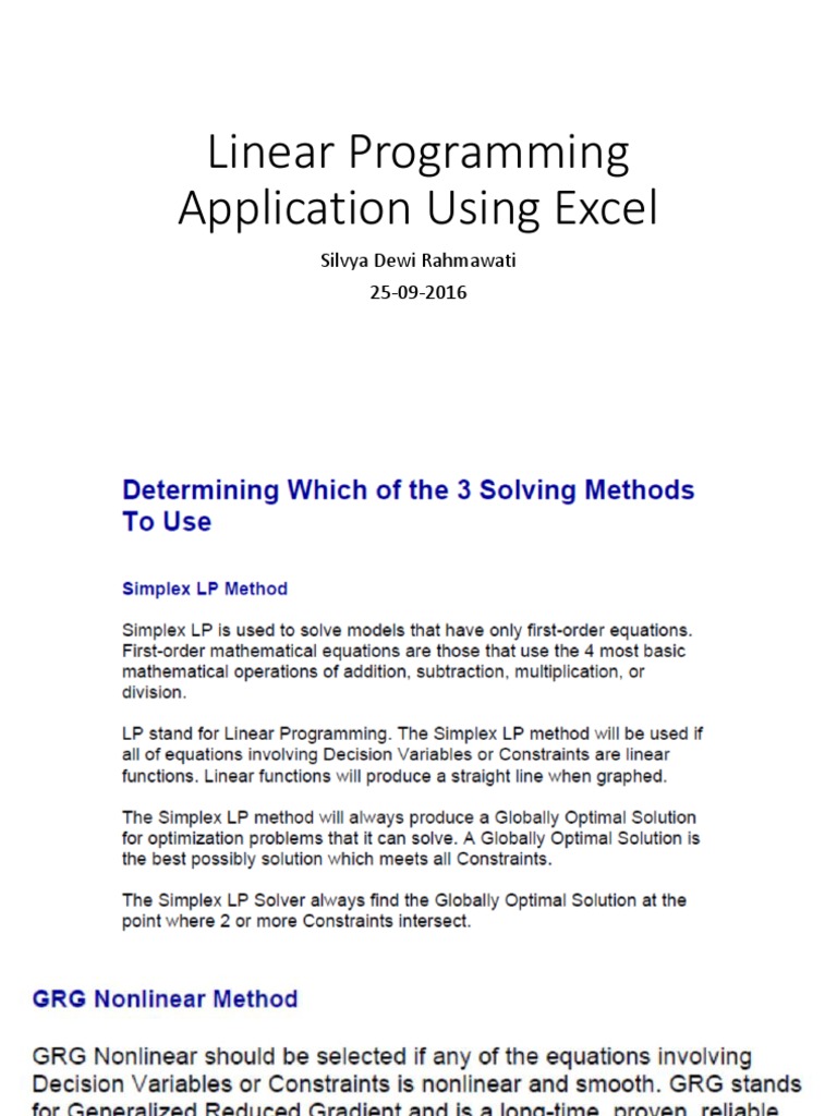 LinearProgramming S1 25092016 | PDF