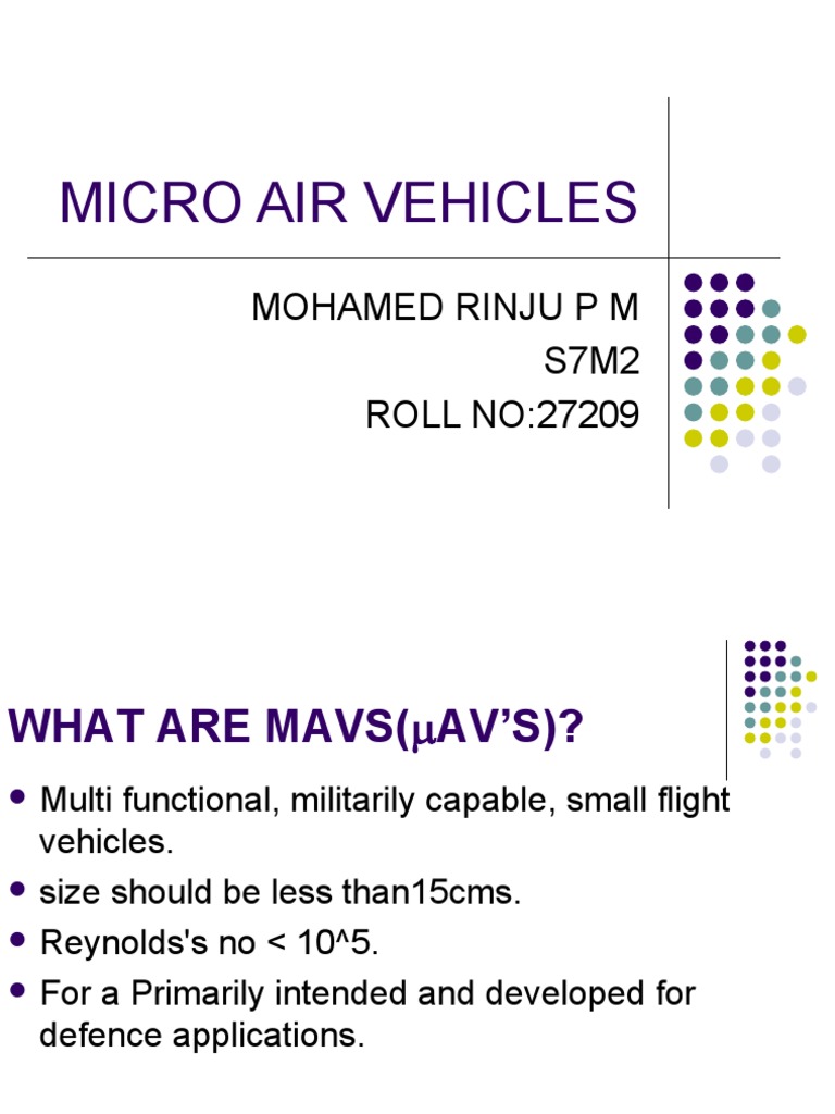 Micro Air Vehicles Seminar1 | PDF | Flight | Spaceflight Technologies