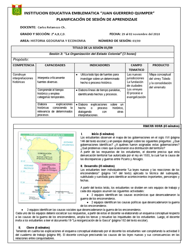 Sesion 1 - La Organización Del Estado Colonial. | PDF | Lima | Perú