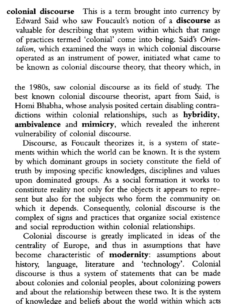 Colonial Discourse | PDF
