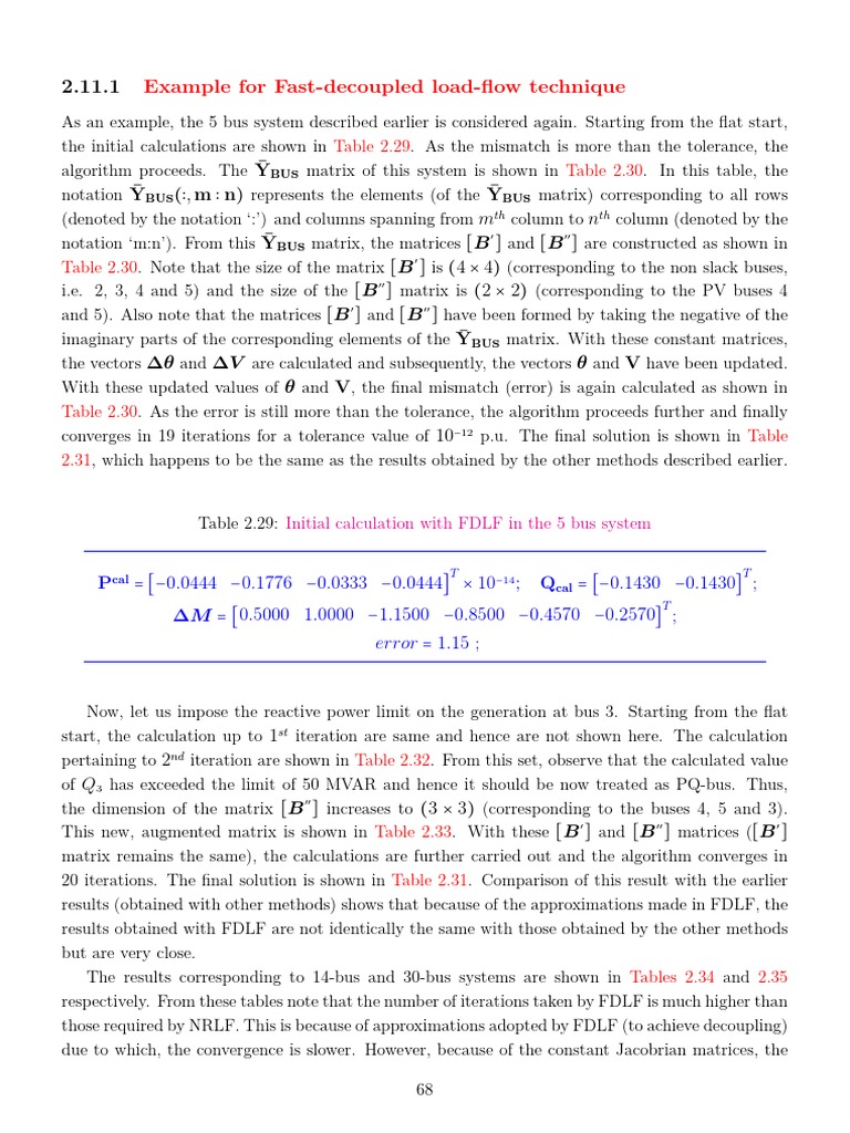 Example For Fast-Decoupled Load-Flow Technique: Y Y Y Y | PDF | Matrix (Mathematics) | Areas Of ...