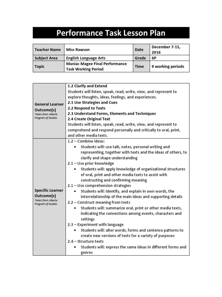 Performance Task Lesson Plan | PDF | Applied Psychology | Communication