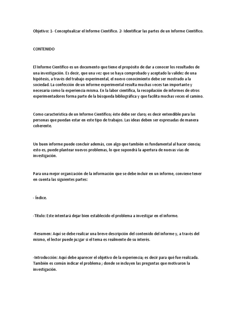 Informe Cientifico | PDF