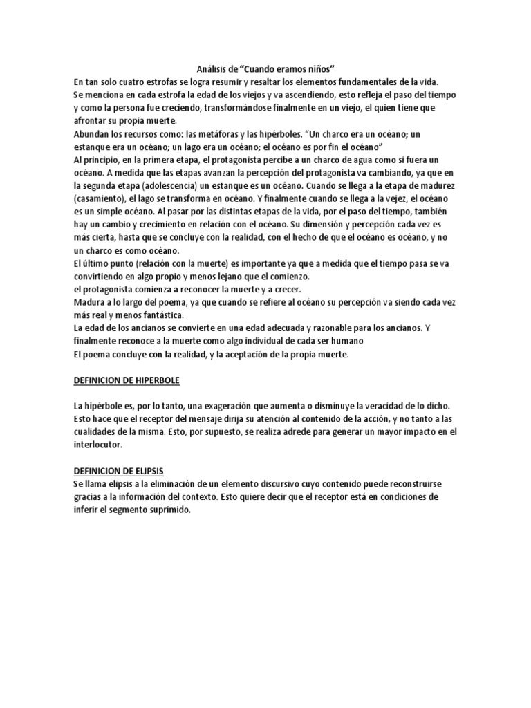Analisis de Cuando Eramos Niños | PDF | Percepción | Vejez