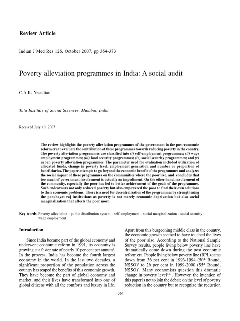 Poverty Alleviation Programmes in India | PDF | Poverty | Poverty ...