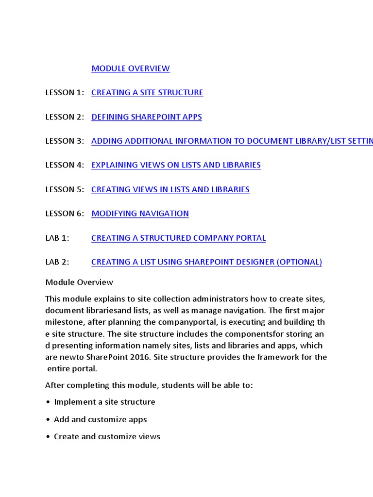 MODULE-2 - Course 55234 | PDF | Share Point | Websites