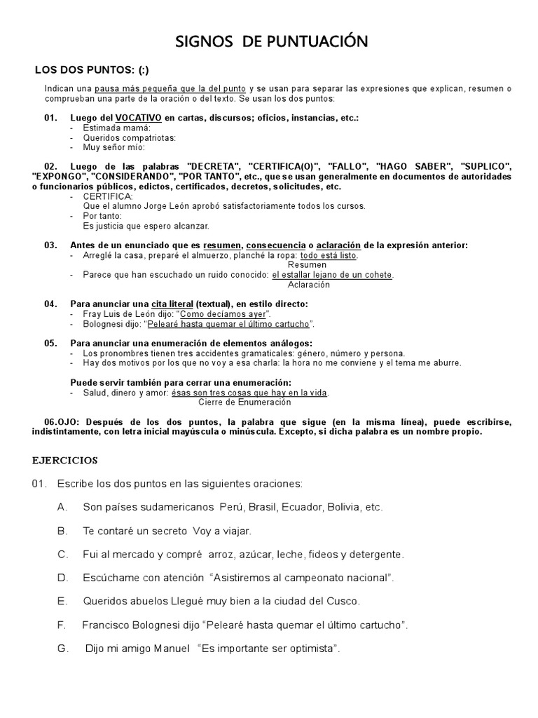 Uso de los Dos Puntos en Puntuación | PDF | Lingüística