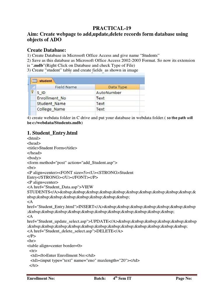 Practical-19 Aim: Create Webpage To Add, Update, Delete Records Form ...