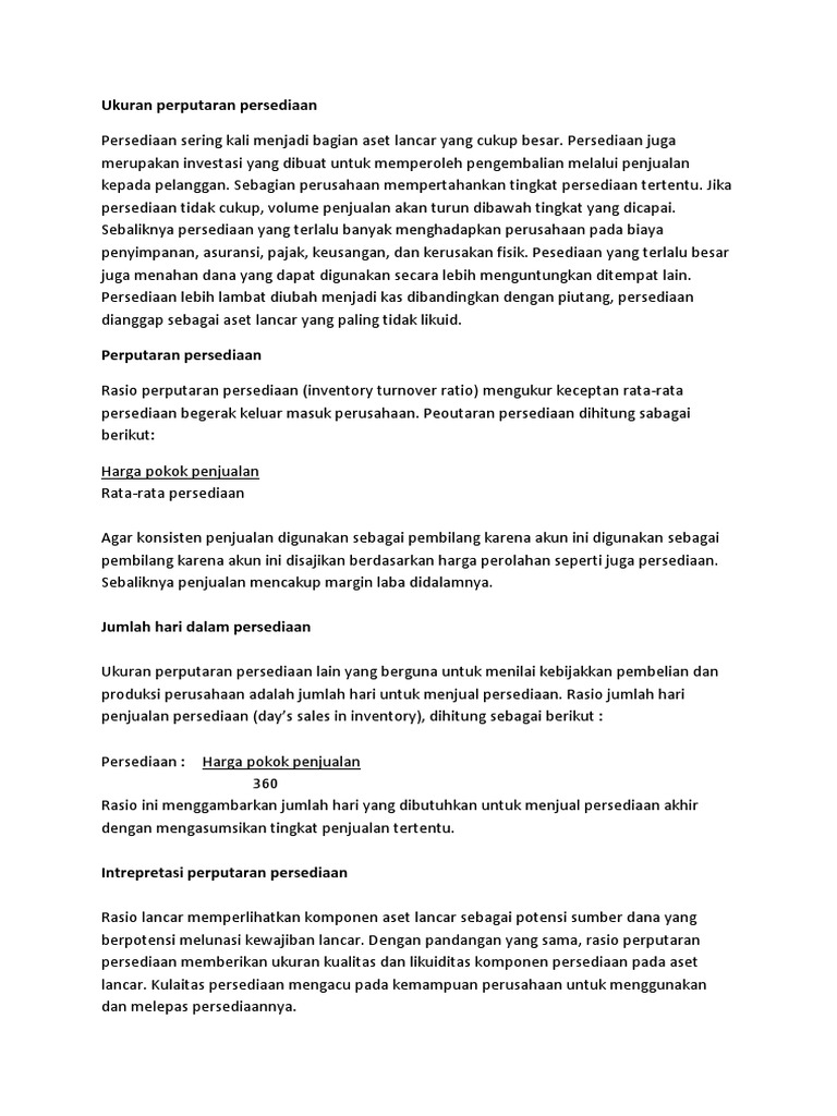 ALK Ukuran Perputaran Persediaan | PDF