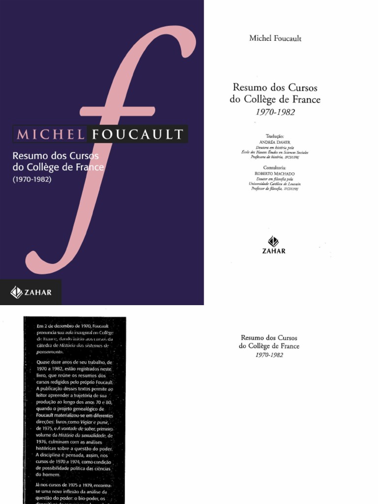 FOUCAULT Michel. Resumo Dos Cursos Do College de France PDF | PDF
