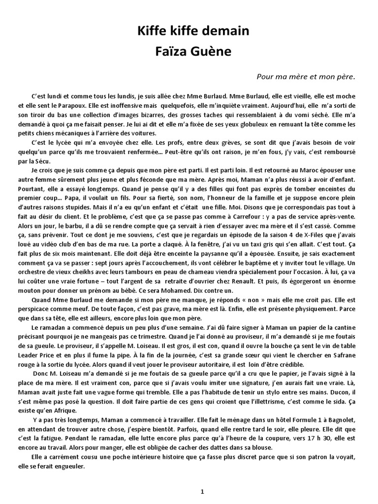 Kiffe Kiffe Demain | PDF | Algérie | Mariage