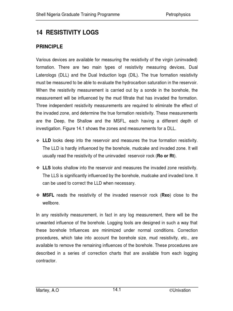 14 Resistivity Logs: Principle | PDF | Physical Sciences | Chemistry